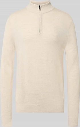 Christian Berg Slim Fit Strickpullover aus Woll-Mix mit Troyer-Kragen
