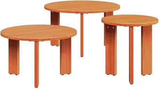 vidaXL Couchtisch 3 pcs Wachsbraun 47,5 x 47,5 x 27 cm Vidaxl