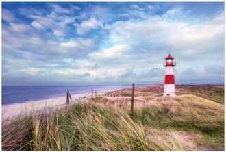 Wallario selbstklebendes Poster - Leuchtturm am Strand von Sylt, Aufkleber in Premiumqualität, Klebefolie Größe: 100 x 150 cm XXL-Poster