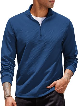Coofandy Sweatshirt Herren 1/4 Zip Troyer Stehkragen Sweatshirts ohne Kapuze mit Rei&szlig;verschluss Pullover Langarm Leichte Herrenpullover Langarmshirt Pulli Dunk
