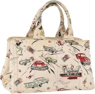 Prada Pre-owned Toile sacs-prada - Femme - Pre-owned - Beige - Taille: ONE Size