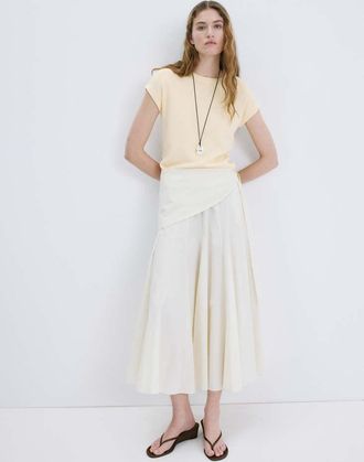 Mango Pull en maille de coton manches courtes jaune pastel - Femme - XXS - MANGO