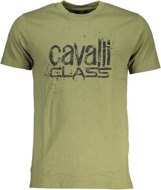 Cavalli Homme, Tops, Vert, Taille: XL Logo Print Cotton T-Shirt