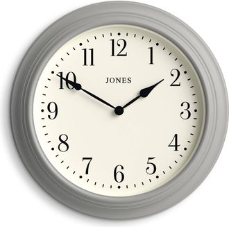 Jones Clocks Supper Club wanduhr | Große Klassische runde Uhr | 40cm | Hellgrau | Leicht lesbare Zahlen | Traditionelles Design, ideal für küche oder Wohnzimmer