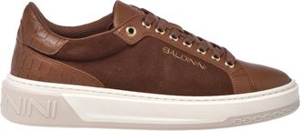 Baldinini Femme, Chaussures, Brun, Taille: 39 EU Blue leather trainers with crocodile print