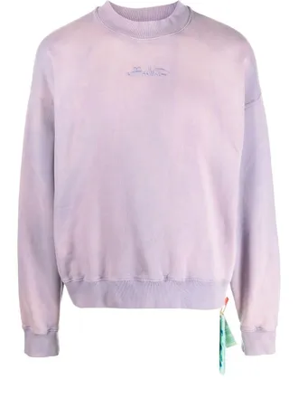 Off-white sweat en coton &agrave; logo brod&eacute; - Violet