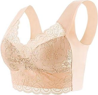 Generic Soutien-gorge 2026 pour femme, grande taille, dos fronc&eacute;, sans anneau en acier, sous-v&ecirc;tement de poitrine envelopp&eacute; de dentelle, gilet de sommeil fixe