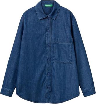 Benetton Chemise 5fv6dq096, Bleu, XX-Small Femme