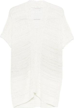 PANICALE Panicale, Femme, Pulls, Beige, Taille: 36 FR Gilet Court en Tricot Ouvert &agrave; Manches Courtes