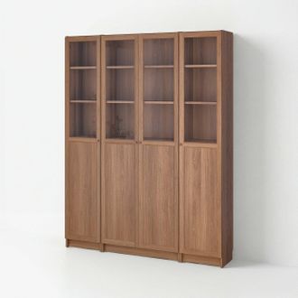 IKEA BILLY / OXBERG Regalkombi. mit Paneel-/Vitrt&uuml;ren