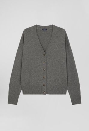 Eden Park Cardigan En Laine Et Coton Gris Chin&eacute; Coupe Relaxed