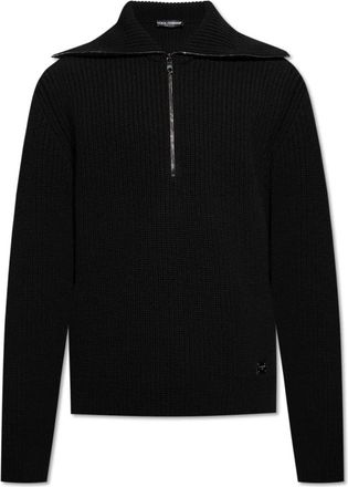 Dolce & Gabbana Wollpullover mit breitem Kragen - - Knitwear - Herren - Schwarzk - 2XL
