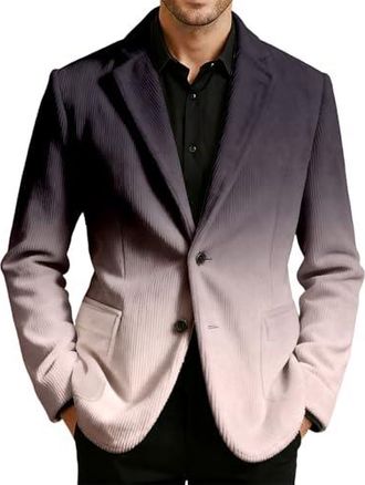 Generic Veste de costume en velours c&ocirc;tel&eacute; pour homme - Coupe ajust&eacute;e - &Eacute;l&eacute;gante veste de loisirs - Pour carnaval, f&ecirc;te, mariage - Vintage - Deux boutons, 025
