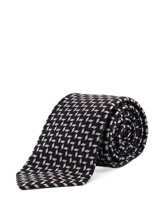Giorgio Armani Geometrisch gemusterte Seidenkrawatte - Schwarz