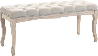 HOMCOM Sitzbank Polsterbank mit Leinen-Bezug Bettbank mit Holzrahmen, Schuhbank für Schlafzimmer, Wohnzimmer, Flur 110 x 40 x 48 cm Beige