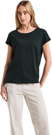 Street One Damen A323610 Basic Shirt mit Print, Pine Grove Green, 42