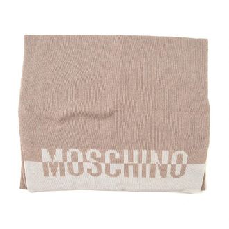 Moschino Gestrickter Rippenabschluss Schal mit Logo - - Accessories - Damen - Beige - ONE SIZE