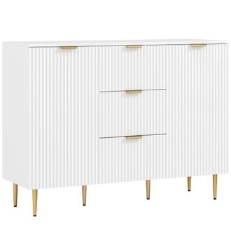 HOMCOM Buffet Cucina Con 3 Cassetti, 2 Armadietti E Ripiani Regolabili Bianco - Homcom