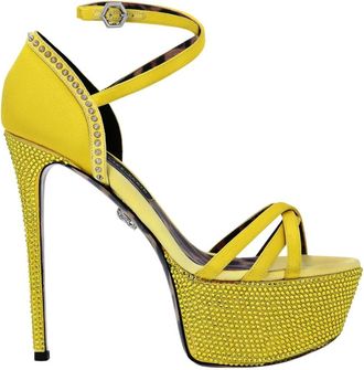 Philipp Plein Femme, Chaussures, Jaune, Taille: 40 EU Crystal Platform Sandales