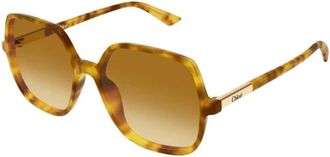Chlo&eacute; Femme, Accessoires, Brun, Taille: 55 MM Lunettes de soleil g&eacute;om&eacute;triques