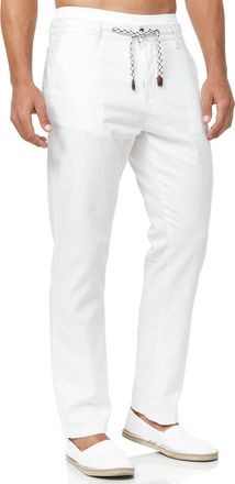 Indicode Herren Veneto Stoffhose aus Leinen & Baumwolle | Leinenhose Freizeithose Männer Offwhite, XXL