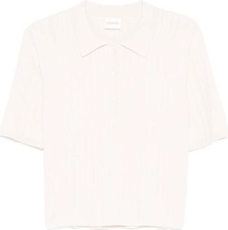 Closed Ribbed Buttoned Polo Top