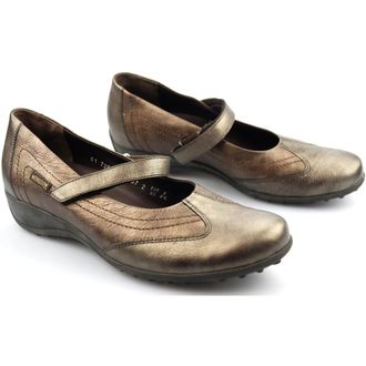 Mephisto Bronzefarbener Lederschuh mit Klettverschluss - - Shoes - Damen - Braun - 37 1/2 EU