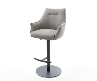 DELIFE Barstuhl Alja-Flex Strukturstoff Soft Grau Drehfu&szlig; h&ouml;henverstellbar Metall Schwarz Taschenfederkern, Barst&uuml;hle