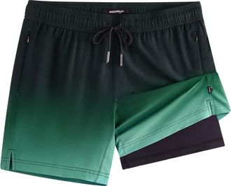 Maamgic Herren Badehose mit Kompression Badeshorts 2 in 1|14cm Innenl&auml;nge Schnelltrocknend l&auml;ssige Swim Shorts Kurz Boardshorts mit Innenhose Rei&szlig;verschlussta