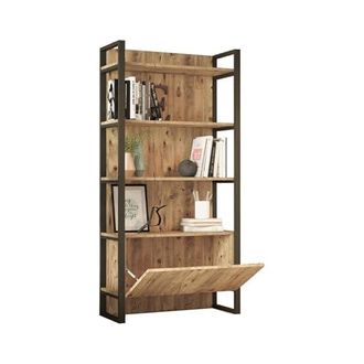 Dmora Regal Acasta 90x34x180h cm Braun 4 B&ouml;den 1 T&uuml;r