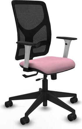 Piqueras y Crespo Computerstuhl Rosa mit wei&szlig;en und schwarzen Armlehnen, h&ouml;henverstellbare Lendenwirbelst&uuml;tze, ausgestattet mit Syncro/Traslack und Schneideschaum, Schw