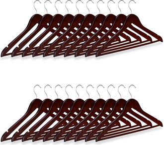 Relaxdays 100 x Kleiderb&uuml;gel Holz, Garderobenb&uuml;gel, Hemden & Hosen, 360&deg; drehbar, klassisch, B&uuml;gel HxB 23 x 44cm, Holzb&uuml;gel, braun