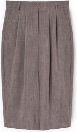 Motivi Femme, Jupes, Gris, Taille: 44 FR Jupe crayon midi &agrave; plis