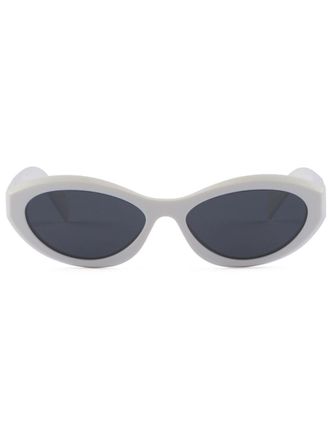 Prada lunettes de soleil Symbole &agrave; monture ovale - Blanc