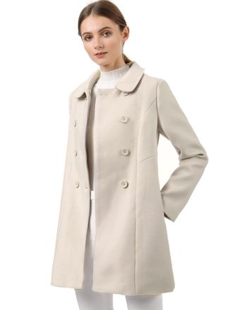 Allegra K Damen Saint Patricks Day Langarm Bubikragen Zweireiher Trenchcoat Mantel Beige XL