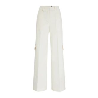 HUGO BOSS Wei&szlig;e Baumwollhose mit gerader Passform - - Trousers - Damen - Wei&szlig; - 2XL