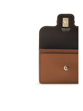 Ferragamo Womens Keychain Gancini Mocha Bisque Calf Leather Wallets & Purses