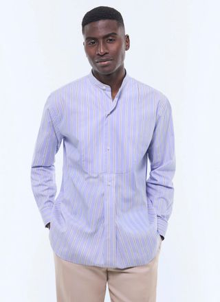 Fursac Chemise à col grand-père en coton - Taille XL - Homme