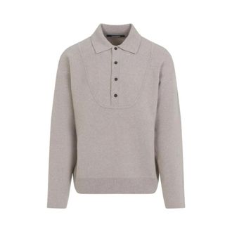 Jacquemus Knit Polo Sweater - - Knitwear - Herren - Grau - XL
