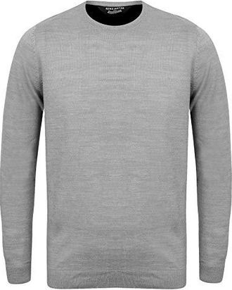 Kensington Eastside Houston Basic Crew Neck Knitted Jumper in Light Grey Marl - Kensington Eastside - XXL