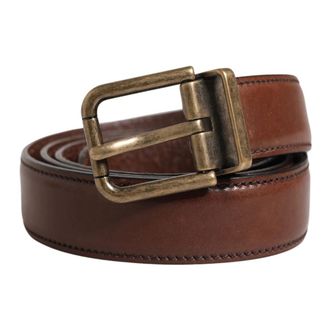Dolce & Gabbana Klassischer Lederg&uuml;rtel mit Metallschnalle - - Accessories - Herren - Braun - ONE SIZE
