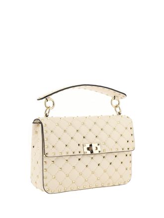 Valentino Garavani Womens Rockstud Spike Handbag Light Ivory Lamb Ovis Aries Handbags Hand Bags