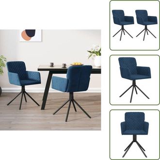 vidaXL Wohnzimmerstuhl - vidaXL Esszimmerst&uuml;hle 2 Stk. Drehbar Blau Samt - Armlehnenstuhl