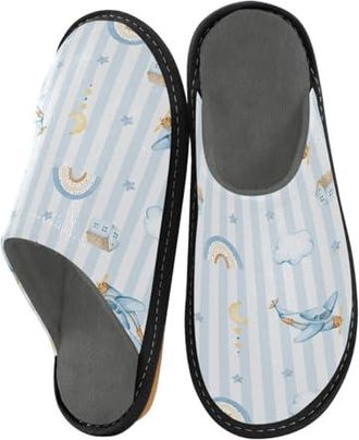 HMZXZ Pantoufles avions ballons nuages pour homme et femme - Rayures bleues - Chaussons dint&eacute;rieur - Chaussettes dint&eacute;rieur - Chaussures de chambre &agrave; couche