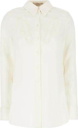 Stella McCartney Femme, Blouses et Chemises, Blanc, Taille: 36 FR Chemise Ivoire en Viscose Stretch