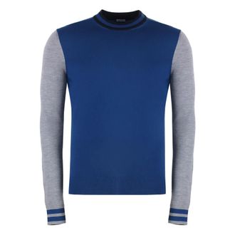 Malo Gerippter Strickwollpullover - - Knitwear - Herren - Blau - M