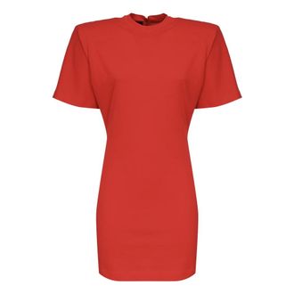 Pinko Rotes Baumwoll-Jersey Kleid - - Dresses - Damen - Rot - L