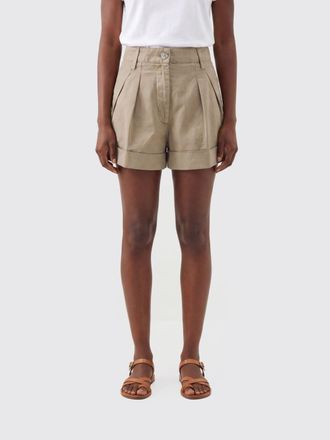 Aspesi Short taille mi-haute en m&eacute;lange de lin et coton avec revers