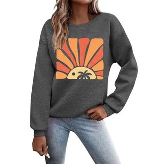 Generic 2026 Printemps 2024 Et Hiver Mode Sunrise Print Sweat &agrave; Capuche Femme, gris fonc&eacute;, XXL