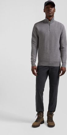 Eden Park Pull Col Camionneur Zipp&eacute; Uni En Coton Gris Coupe Regular